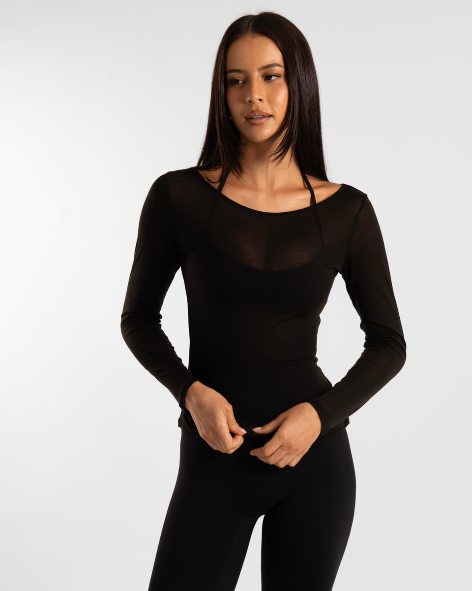 Sheer Long Sleeve - Onyx – Active Basics